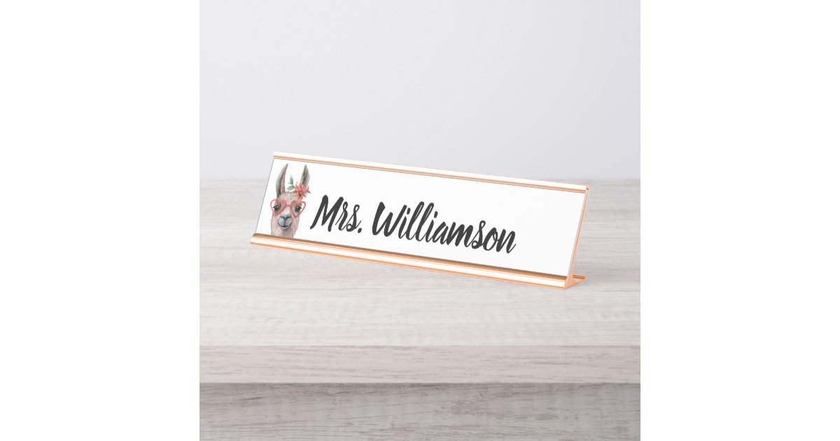 Teacher Educator Professional Cute Llama Desk Name Plate | Zazzle