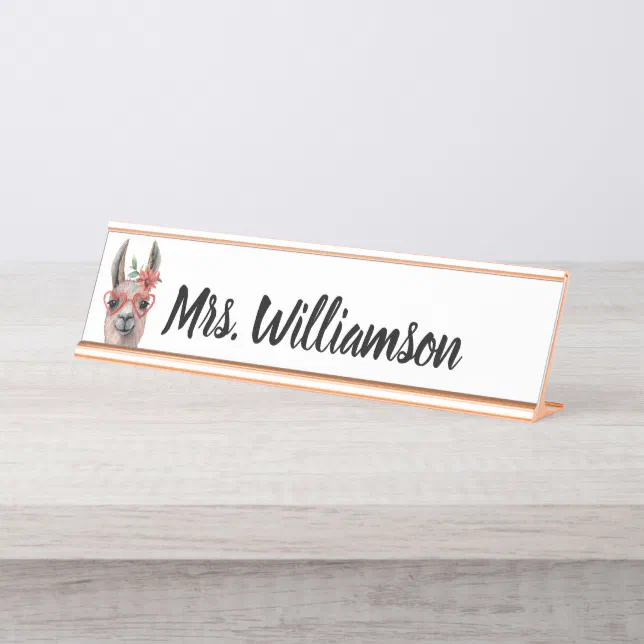 Teacher Educator Professional Cute Llama Desk Name Plate | Zazzle