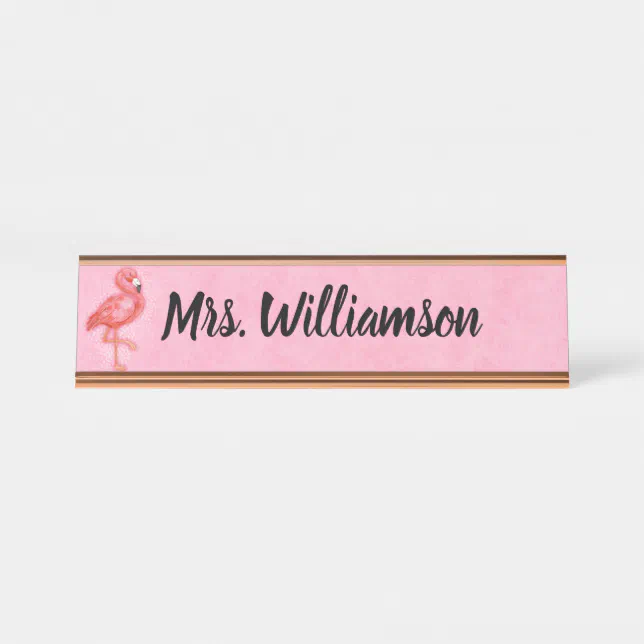 Teacher Educator Professional Pink Flamingo Desk Name Plate | Zazzle