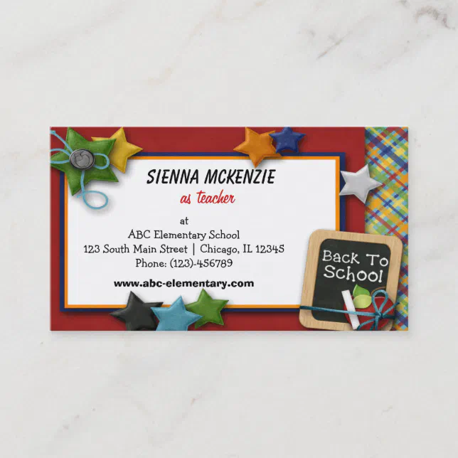 Teacher Elementary School Business Card | Zazzle