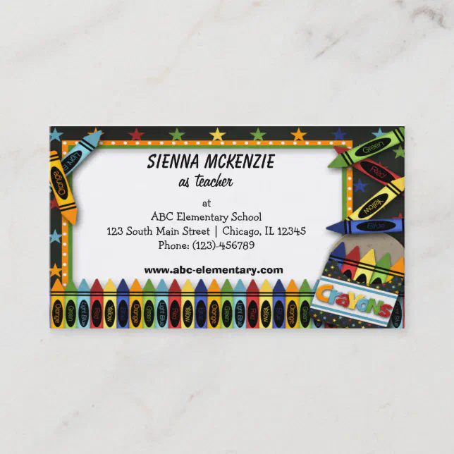 Teacher Elementary School Business Card | Zazzle