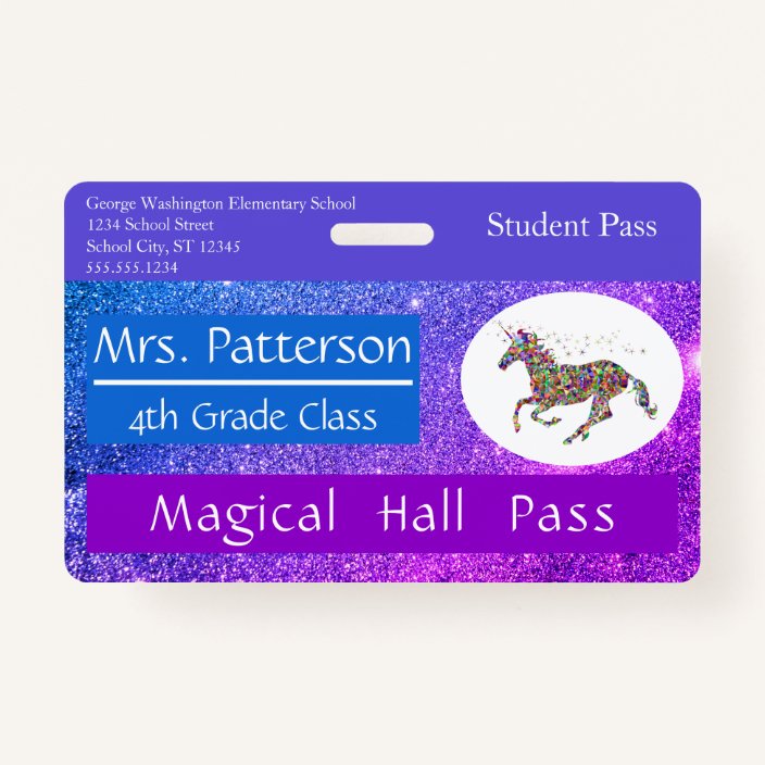 Teacher Elementary School Hall Pass Custom Badge | Zazzle.com