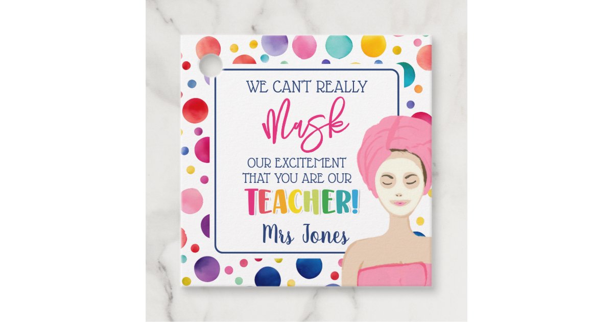 Teacher face mask appreciation tag | Zazzle