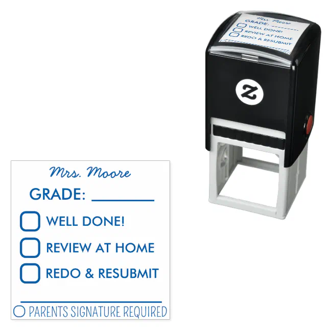 Teacher Feedback Students Homework Review Custom Self-inking Stamp | Zazzle