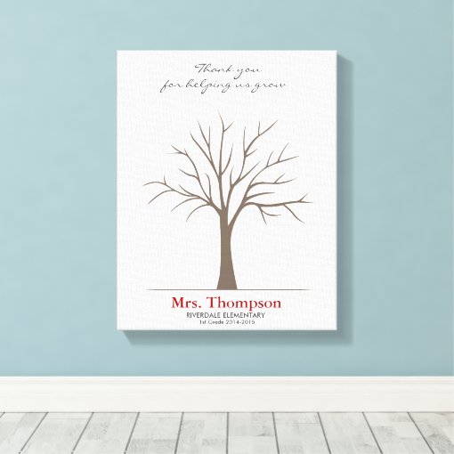 Teacher Fingerprint Tree Canvas Print | Zazzle