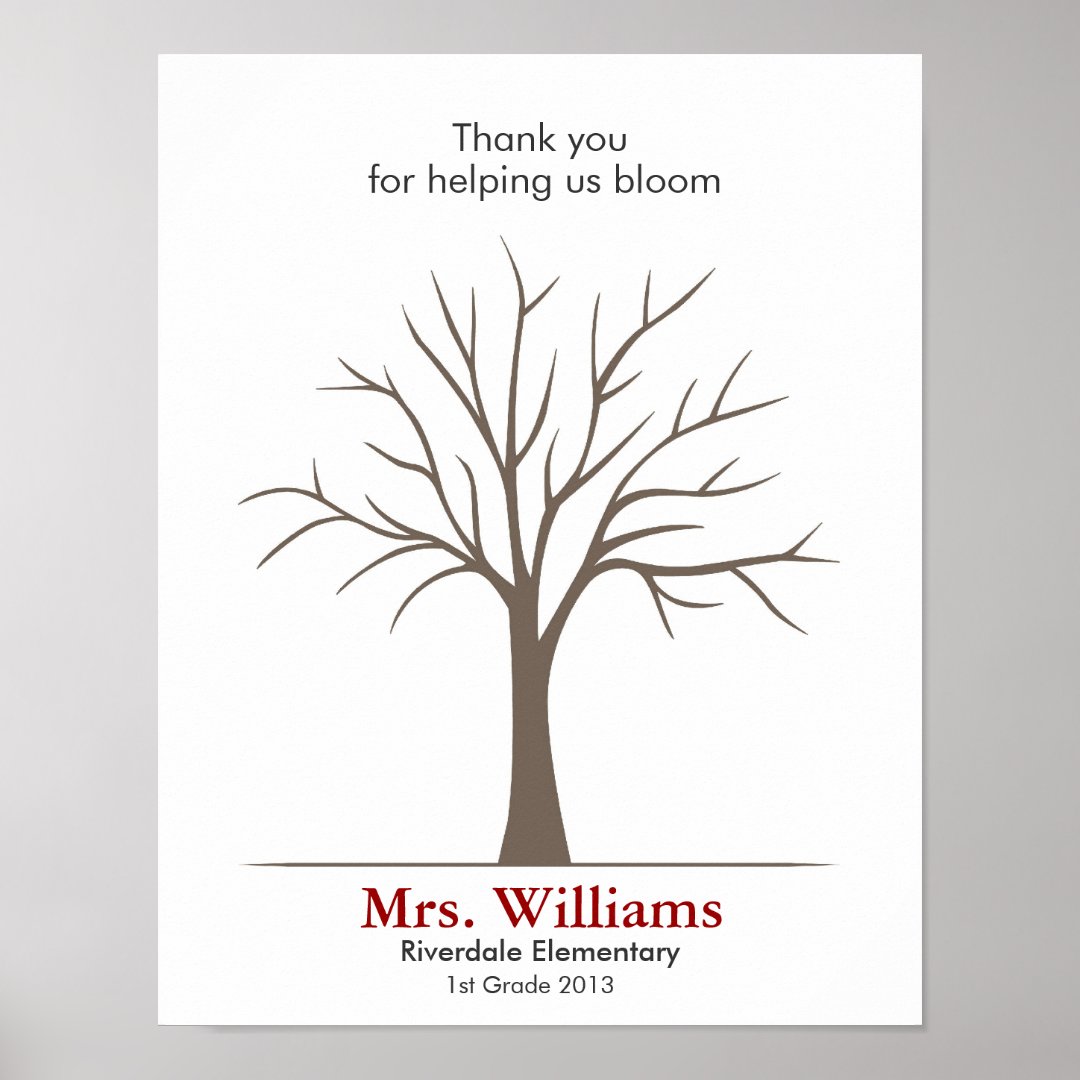 Teacher Fingerprint Tree Poster | Zazzle
