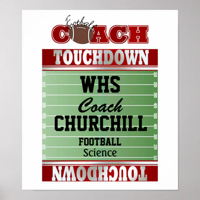 Teacher Football Coach Sign - Door Poster - SRF | Zazzle