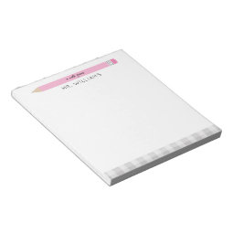 Teacher Gift Custom Illustrated Pink Pencil Notepad | Zazzle
