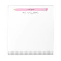 Teacher Gift Custom Illustrated Pink Pencil Notepad | Zazzle