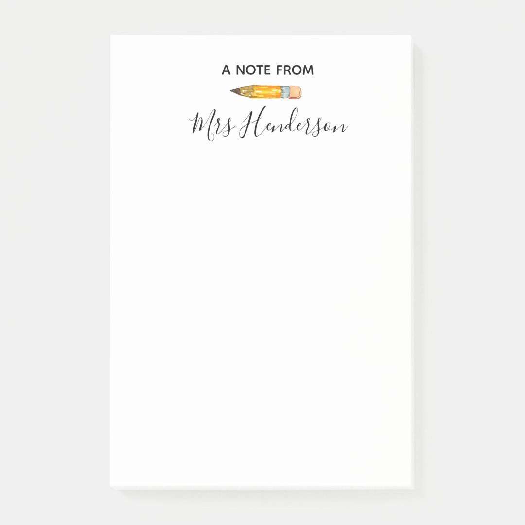 Teacher gift post it note pencil stationary | Zazzle