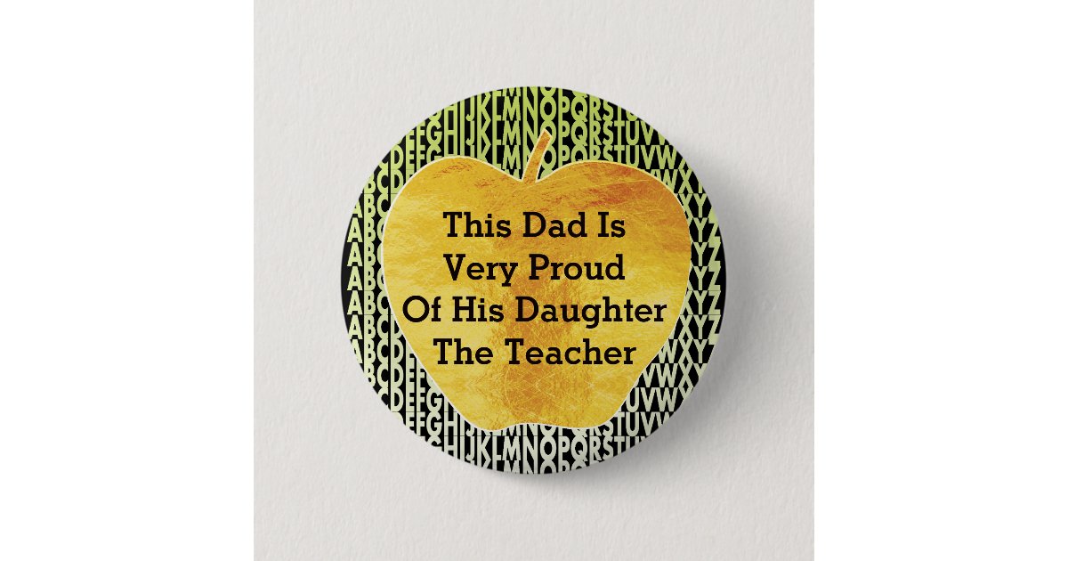 Teacher -Gold Apple Button | Zazzle