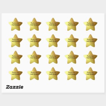 Teacher gold star "Well Done!" Star Sticker | Zazzle