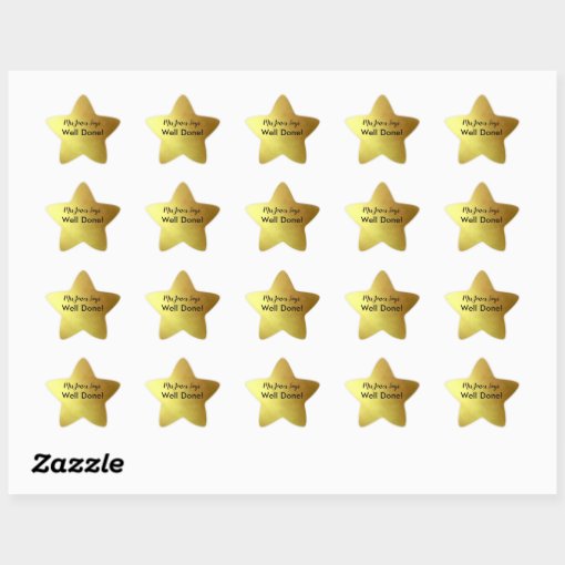 Teacher gold star "Well Done!" Star Sticker | Zazzle