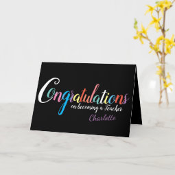 Teacher graduation congratulations card | Zazzle