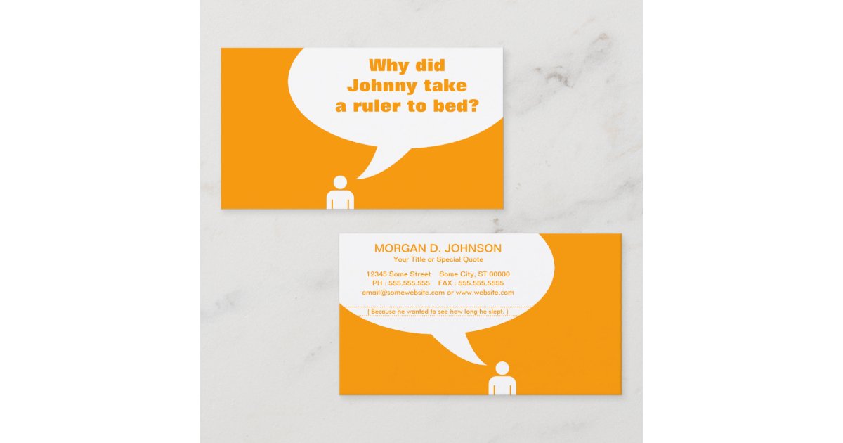 teacher / johnny joke (color customizable) business card | Zazzle