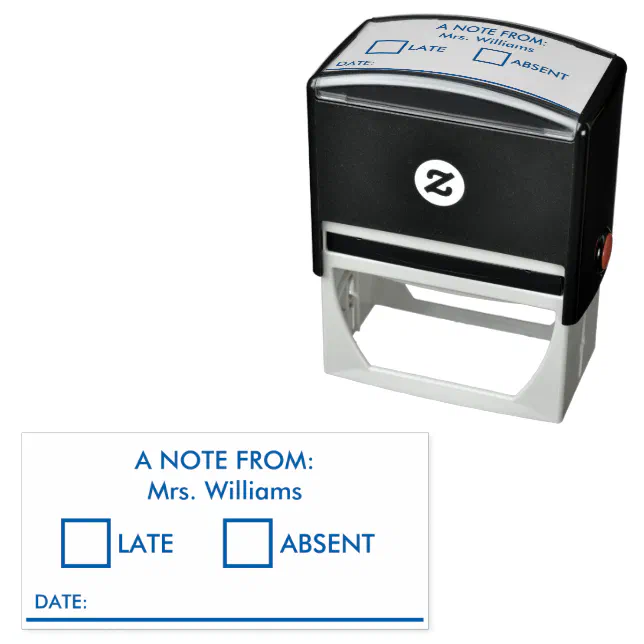 Teacher Late Absent Notice Editable Self-inking Stamp | Zazzle