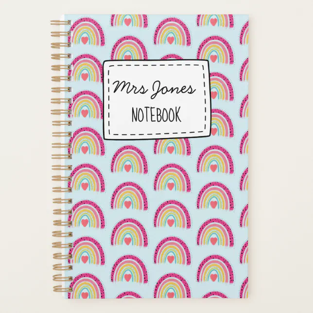 teacher LESSON PLANNER WITH NAME rainbow theme | Zazzle