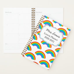 teacher LESSON PLANNER WITH NAME rainbow theme | Zazzle