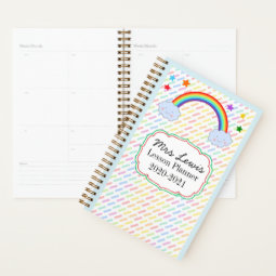 teacher LESSON PLANNER WITH NAME rainbow theme | Zazzle