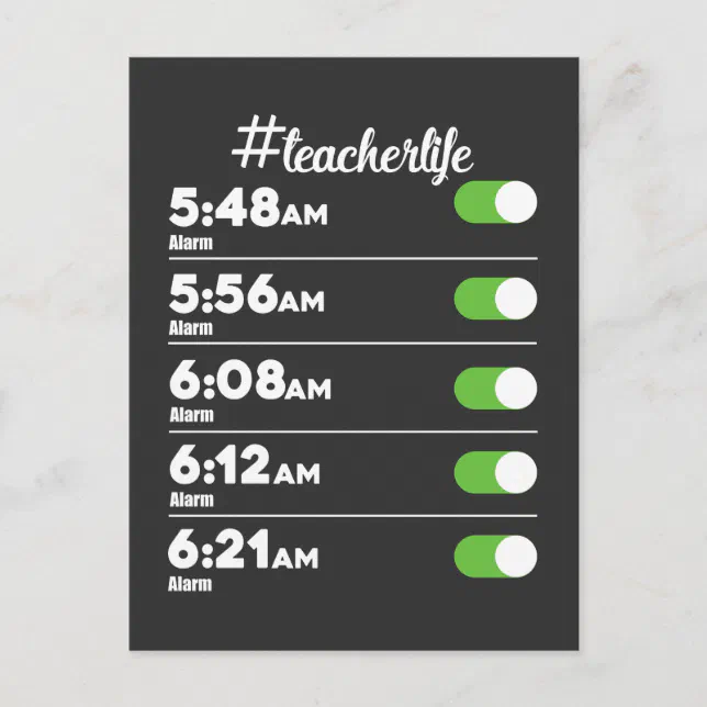 Teacher Life Alarm Clock Early Bird Morning School Postcard | Zazzle