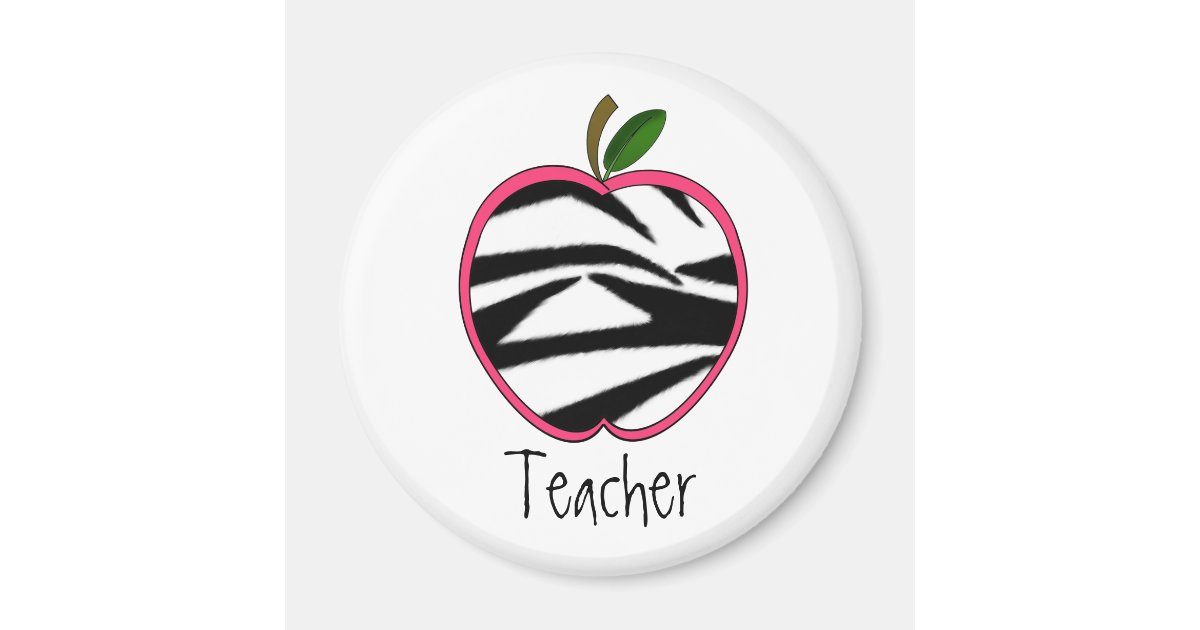 Teacher Magnet - Zebra Print Apple | Zazzle