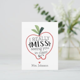 Teacher Miss Seeing You in Class Postcard | Zazzle