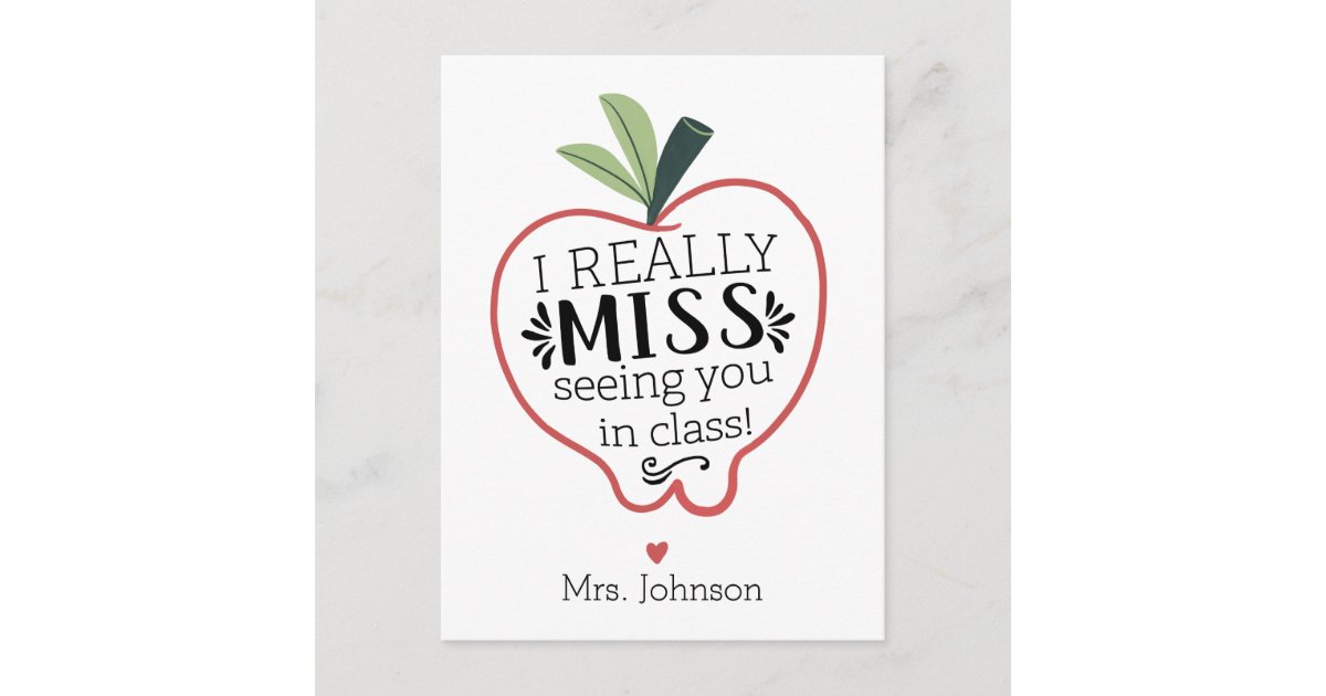 Teacher Miss Seeing You in Class Postcard | Zazzle
