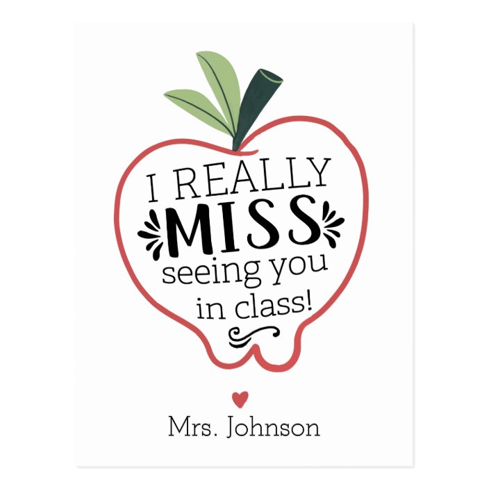 Teacher Miss Seeing You in Class Postcard | Zazzle.com