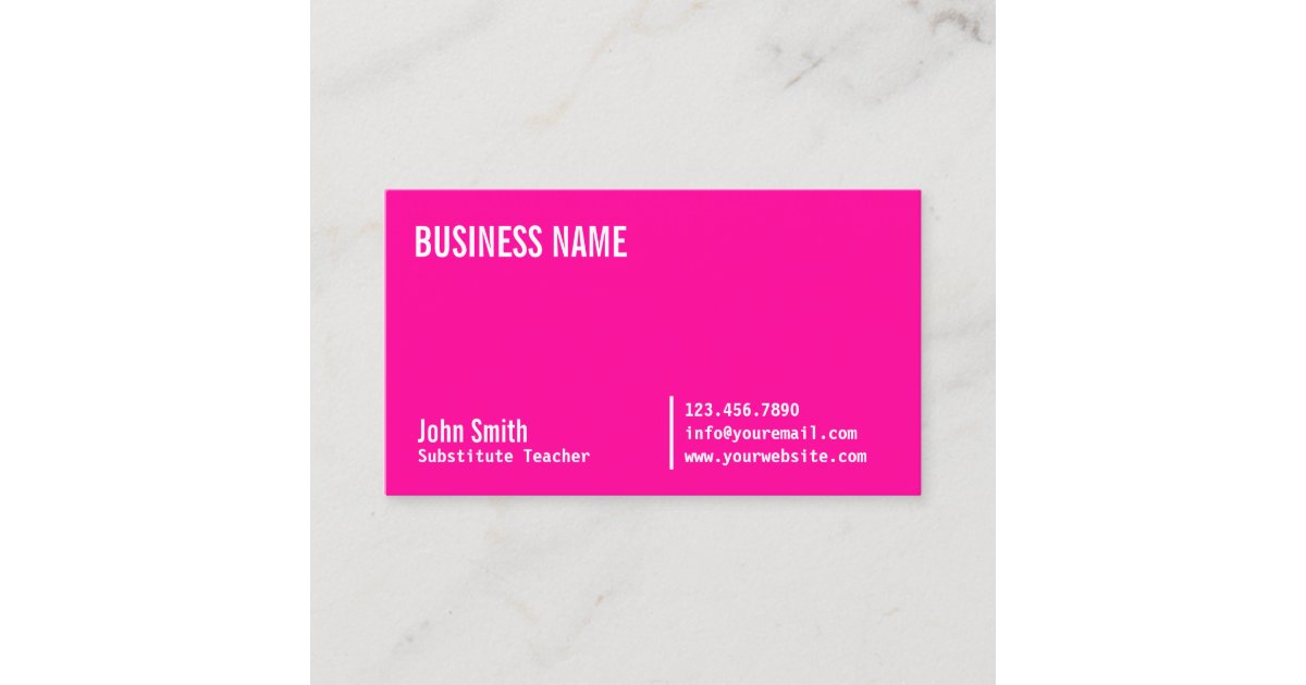 Teacher Modern Hot Pink Business Card | Zazzle