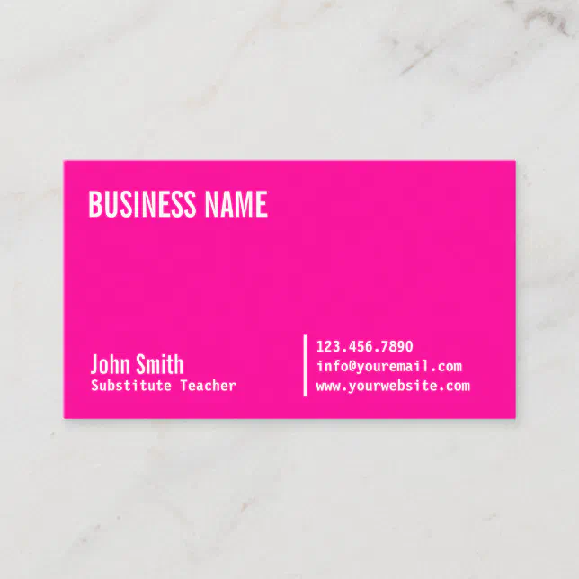 Teacher Modern Hot Pink Business Card | Zazzle