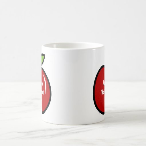 Teacher mug with red apple | Personalizable design | Zazzle