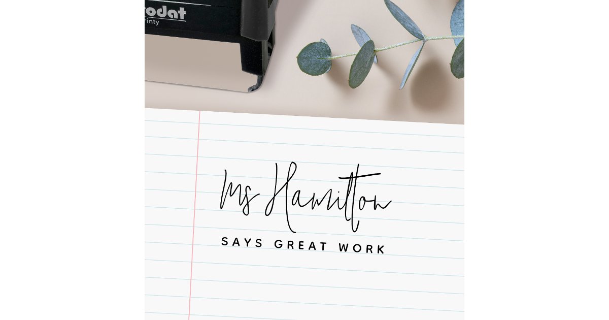 Teacher Name Great Work School Marking Self-inking Stamp | Zazzle