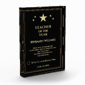 Teacher of the Year Gold Stars Logo Personalize Photo Block | Zazzle