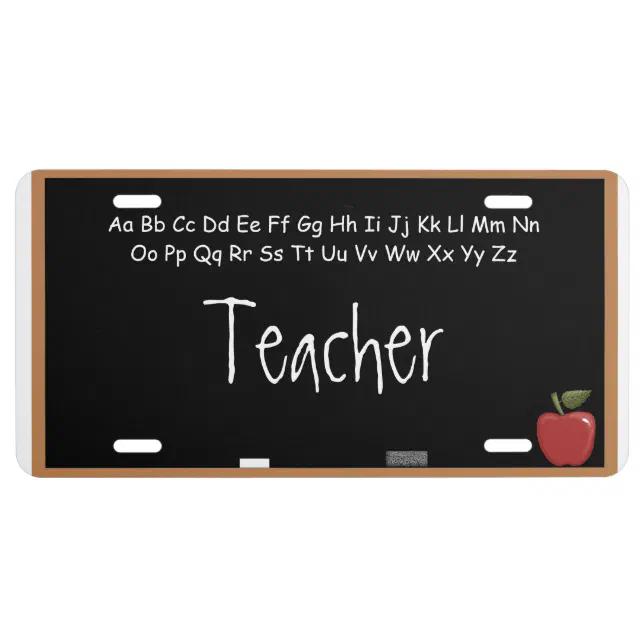 Teacher on Chalkboard License Plate | Zazzle