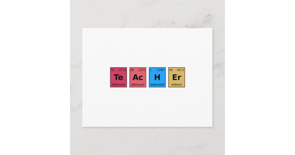 Teacher Periodic Table Postcard | Zazzle