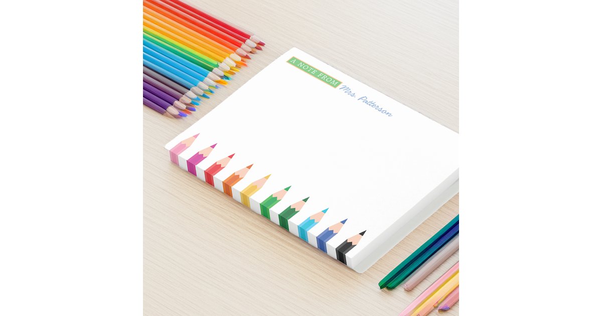 Teacher Personalized Color Pencil Post It Notes | Zazzle