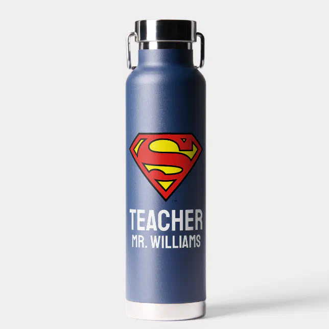Teacher Personalized Superman Logo Water Bottle | Zazzle