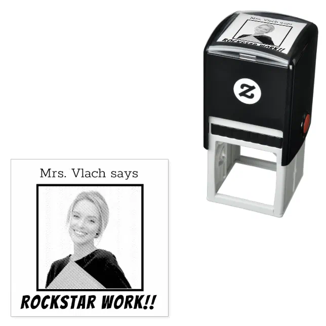 Teacher Photo Personalized Rockstar Work Self-inking Stamp | Zazzle