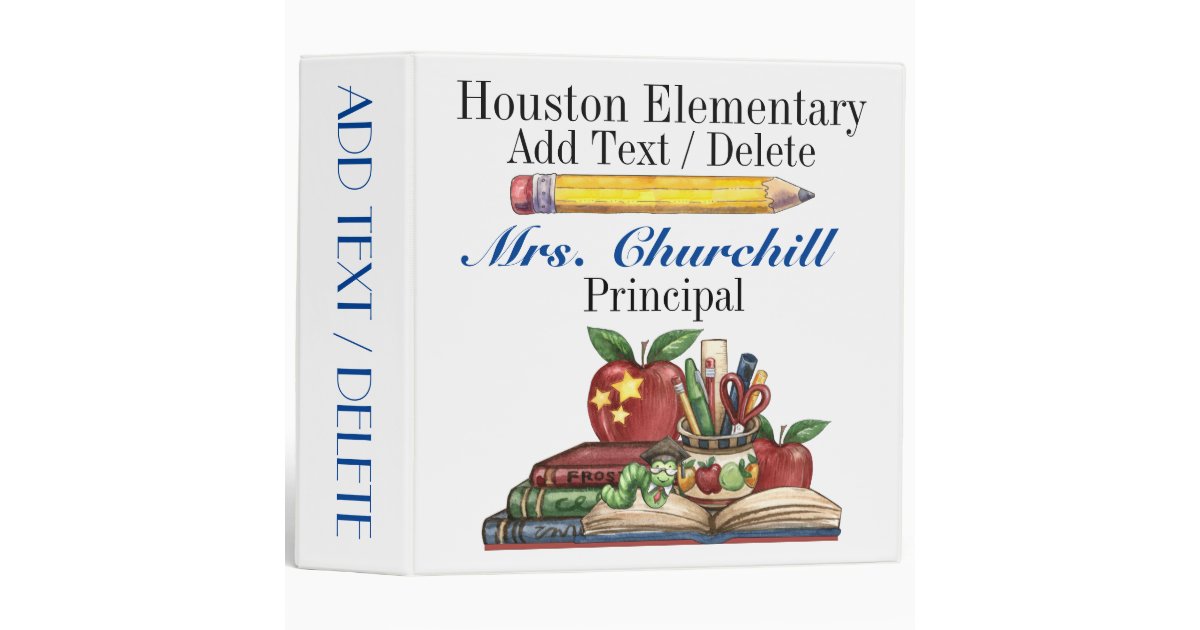 Teacher / Principal School Binder White Background | Zazzle
