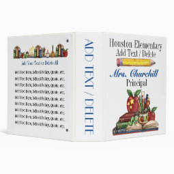 Teacher / Principal School Binder White Background | Zazzle