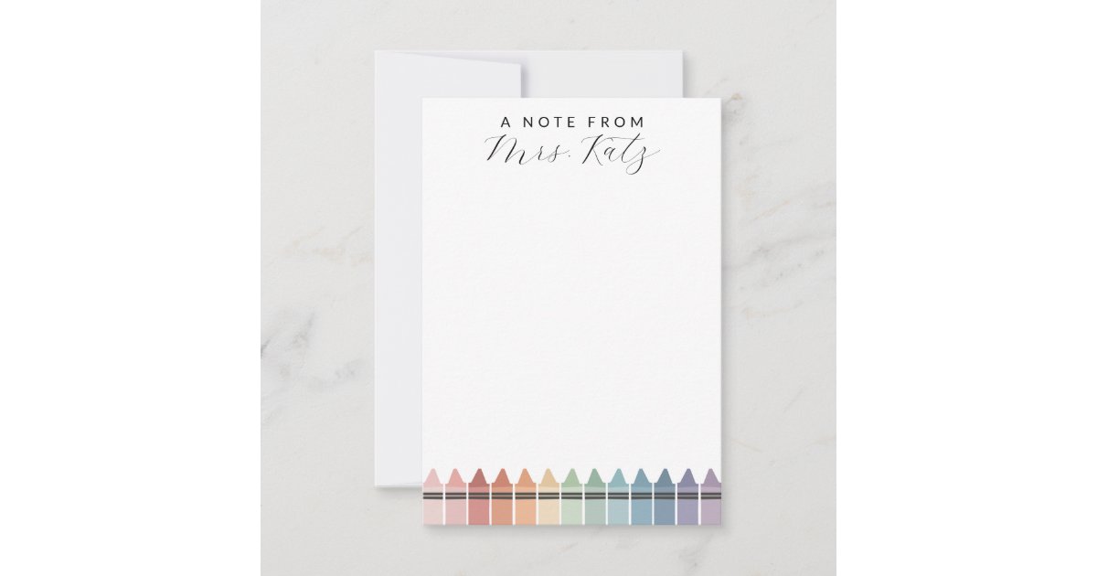 Teacher Rainbow Crayon Note Card | Zazzle