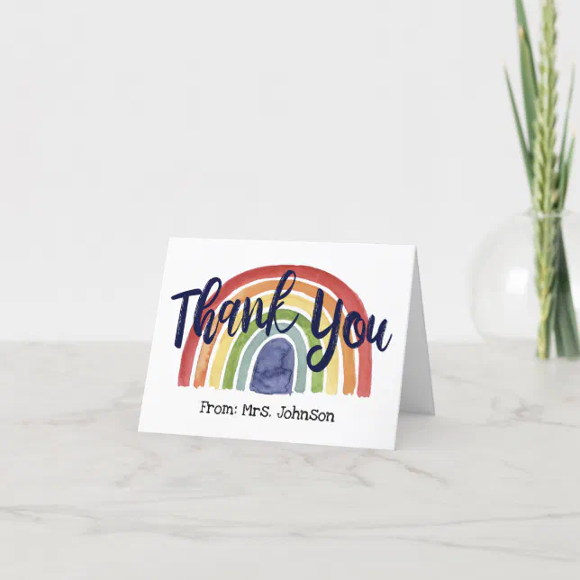 Teacher Rainbow Thank You Card | Zazzle