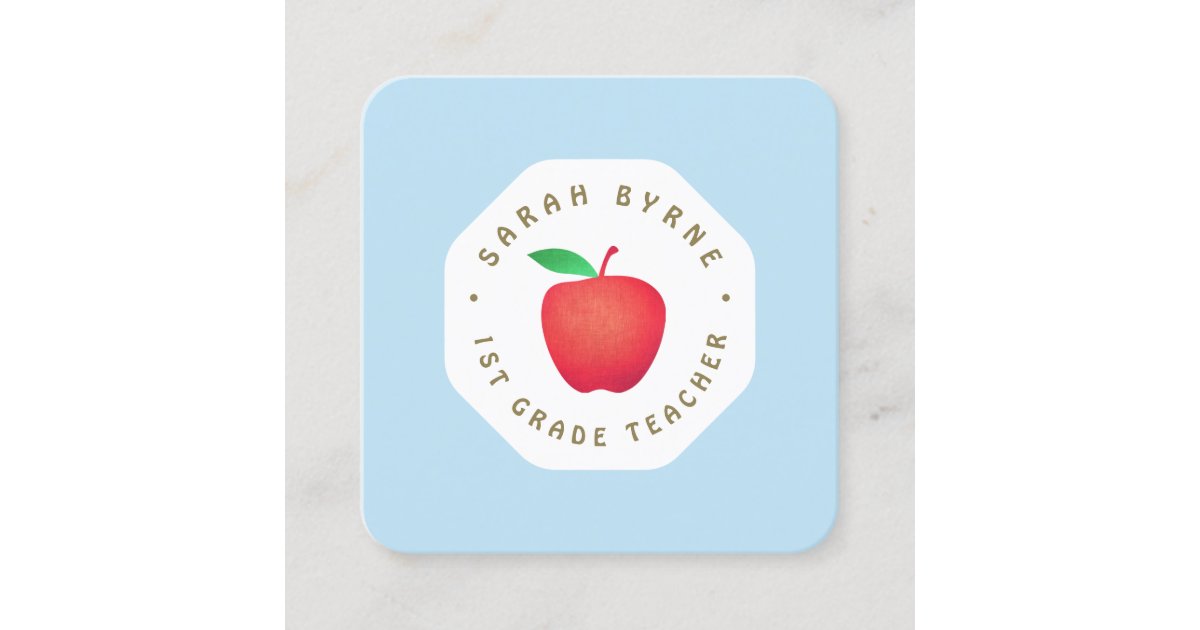Teacher Red Apple Business Card | Zazzle