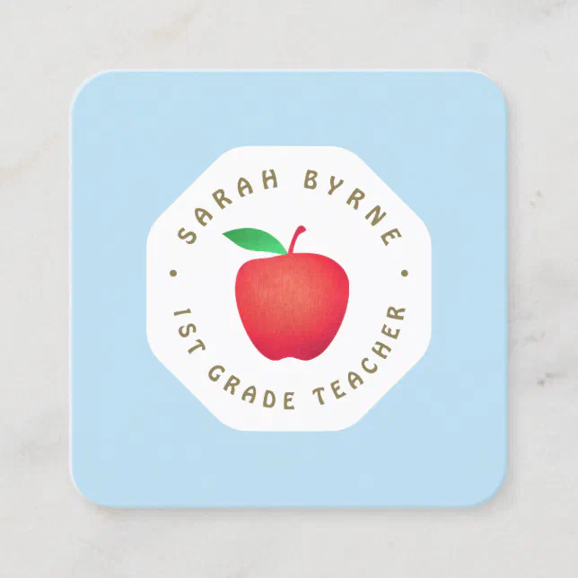 Teacher Red Apple Business Card | Zazzle