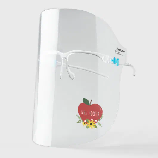 Teacher Red Apple Floral Face Shield | Zazzle
