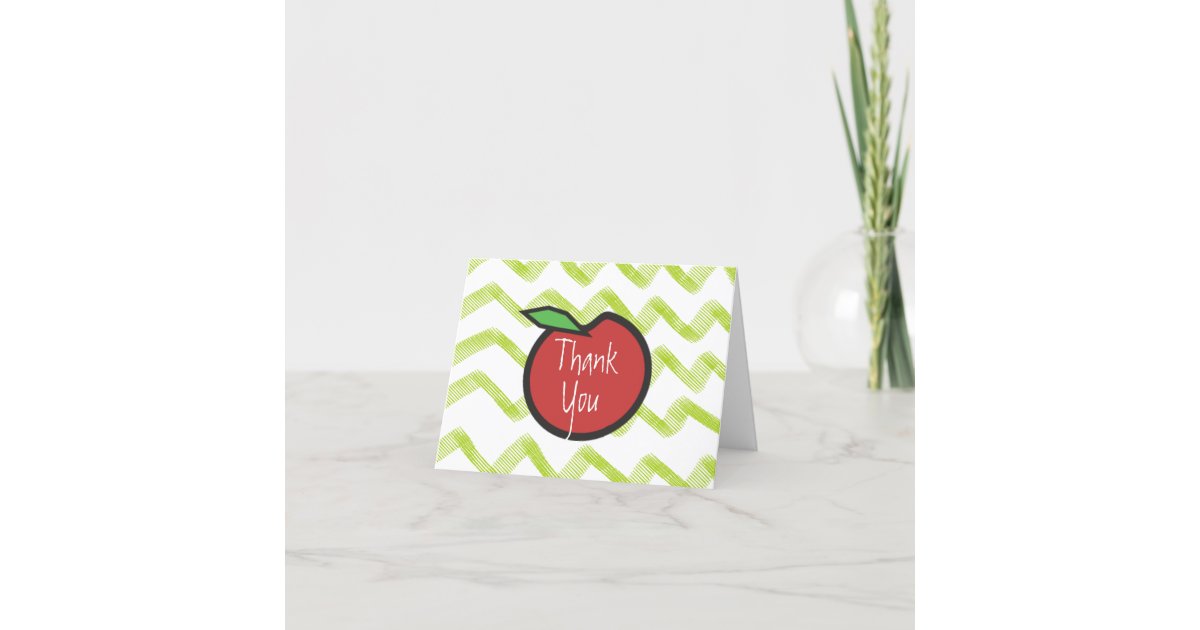 Teacher Red Apple Thank You Card | Zazzle