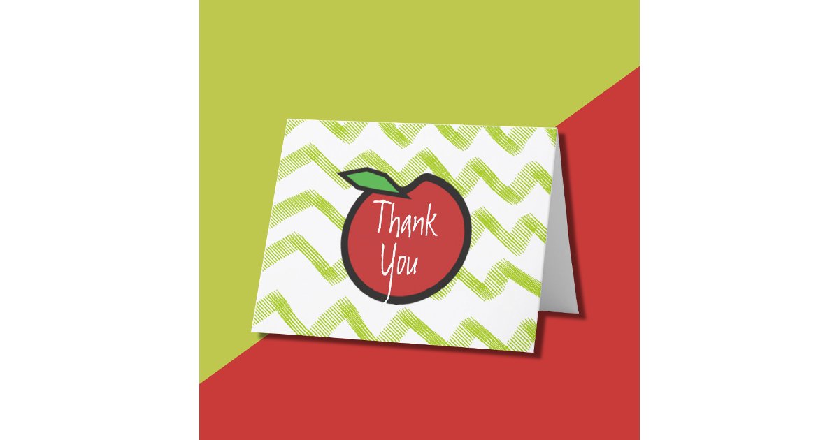 Teacher Red Apple Thank You Card | Zazzle