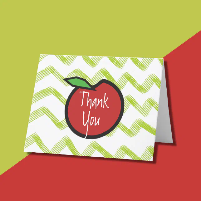 Teacher Red Apple Thank You Card | Zazzle