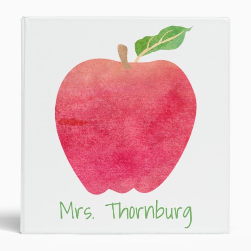 Teacher Red Watercolor Apple Classroom Notes Binder | Zazzle