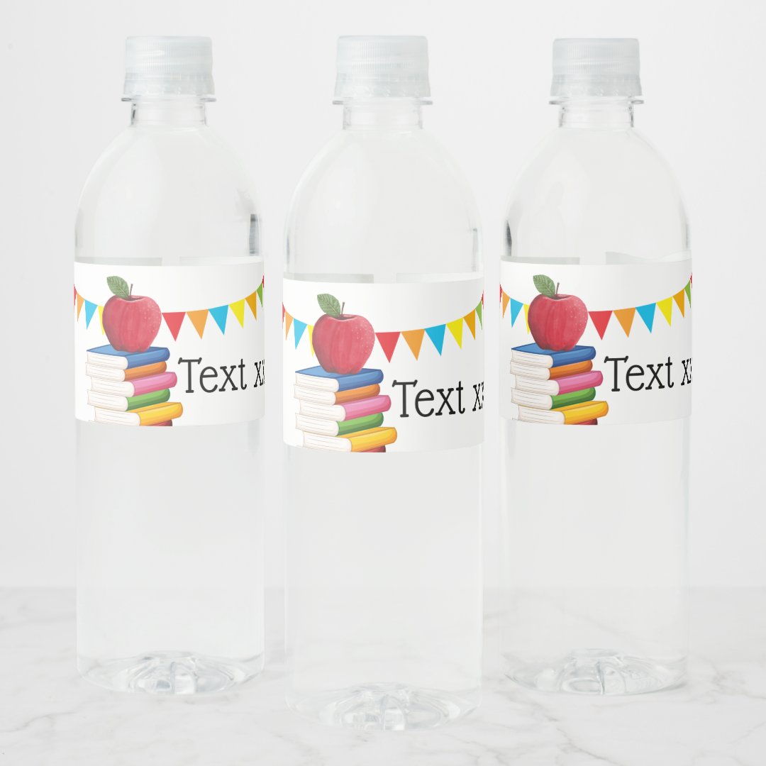 teacher retirement , Apple, teacher retiring Water Bottle Label | Zazzle